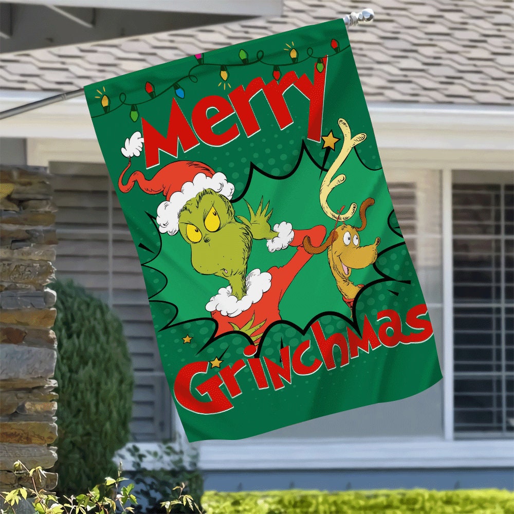 Merry Grin Flag, funny character Flag, funny character Christmas House ...