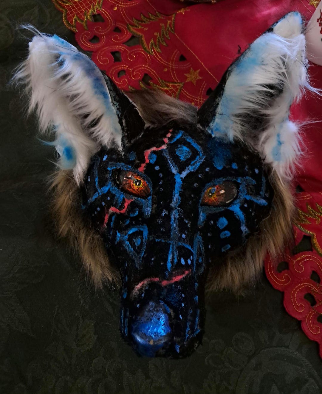 Blue Rune Wolf Mask Premade for Therians/alterhumans, Furries ...