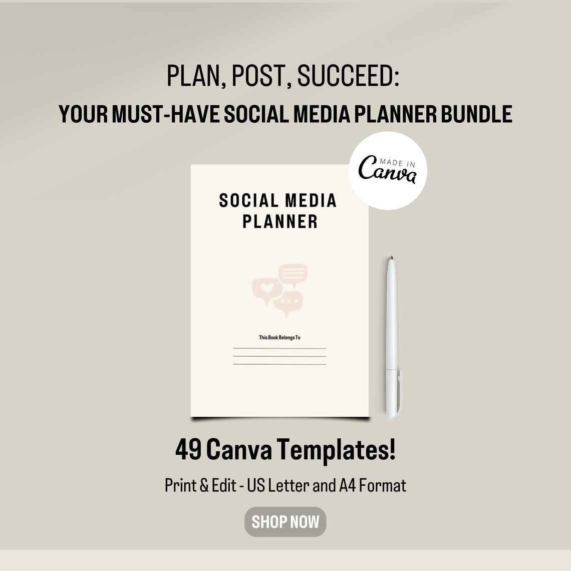 Social Media Planner Printable, Content Planner Template for Instagram ...