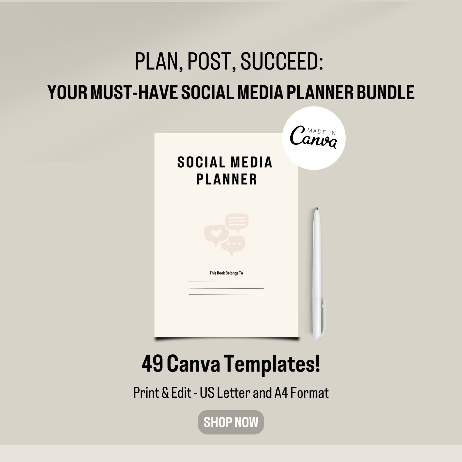 Social Media Planner Printable, Content Planner Template for Instagram ...