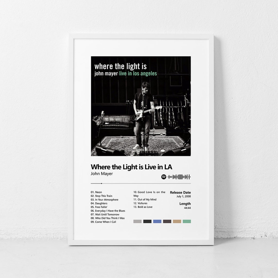Where the Light is Live in LA John Mayer Music Poster, Wall Art Print ...