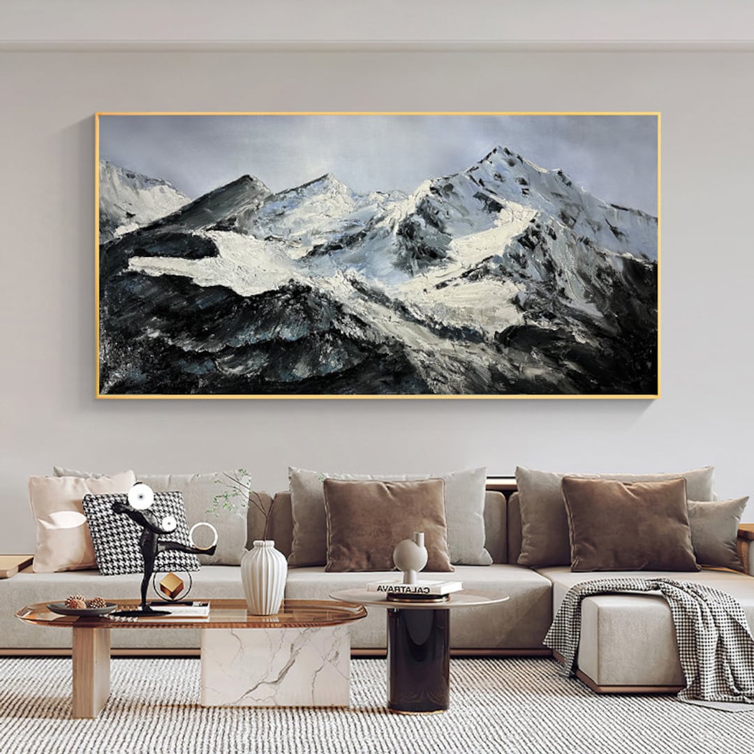 Abstract Snow Mountain Oil Painting on Canvas Original - Etsy