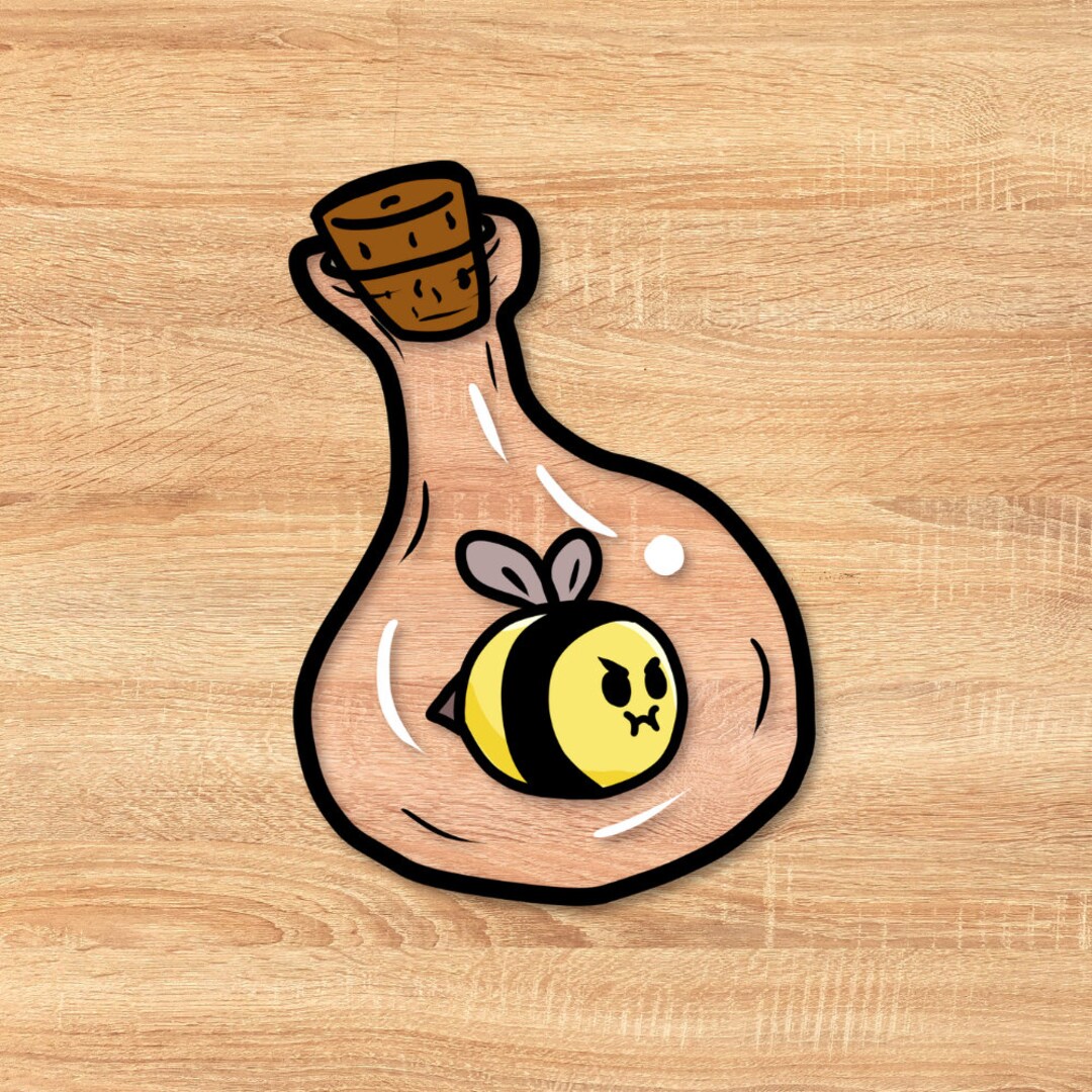 Cute Bee in a Bottle Sticker Grumpy Bee Cute Bee Save the - Etsy