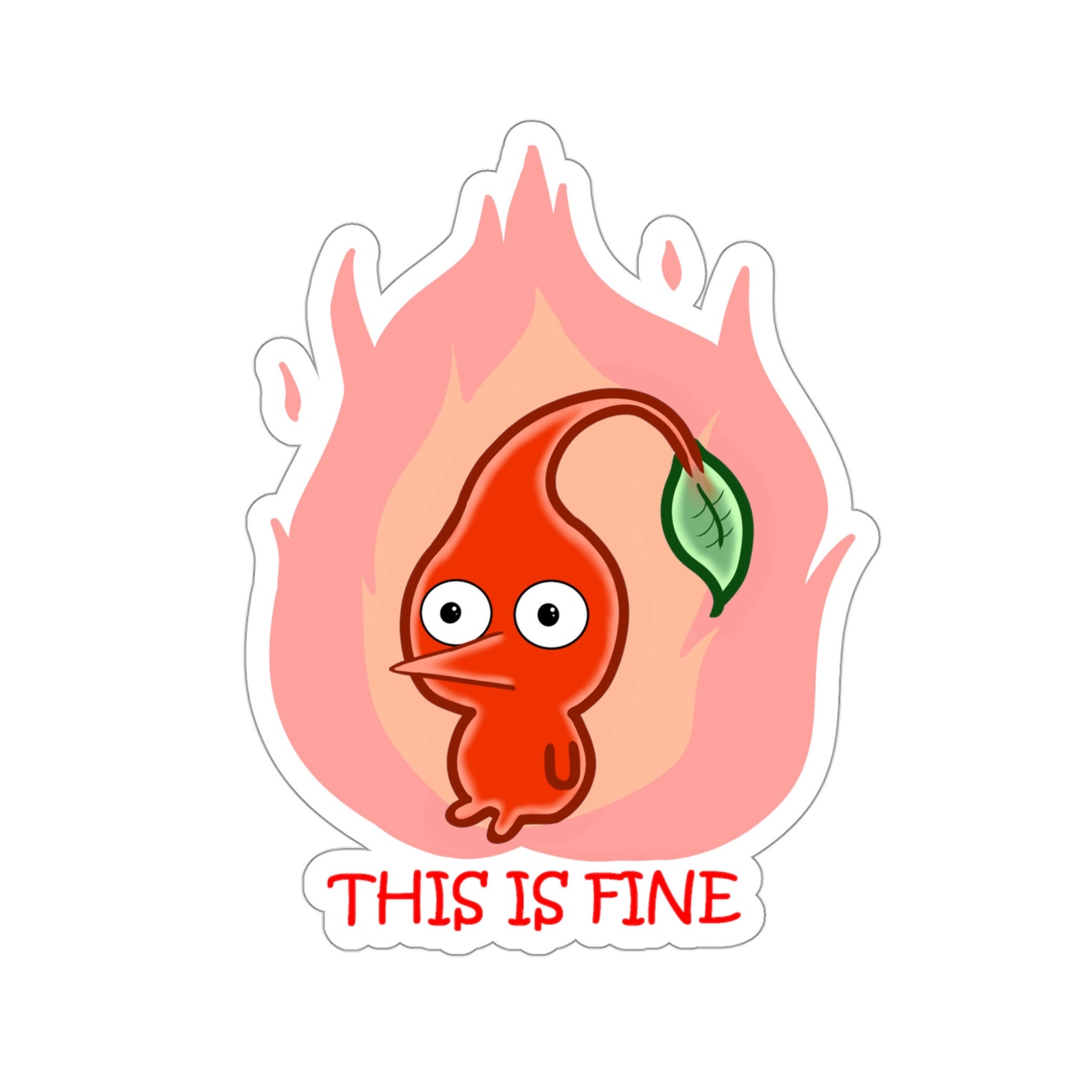 Red Pikmin Sticker, This is Fine, Pikmin, Sticker Lover, Video Game ...