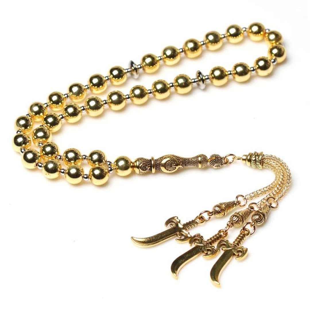 Muslim Rosary Sibha Handmade Islam Prayer Beads Hematite Stone Tasbih ...