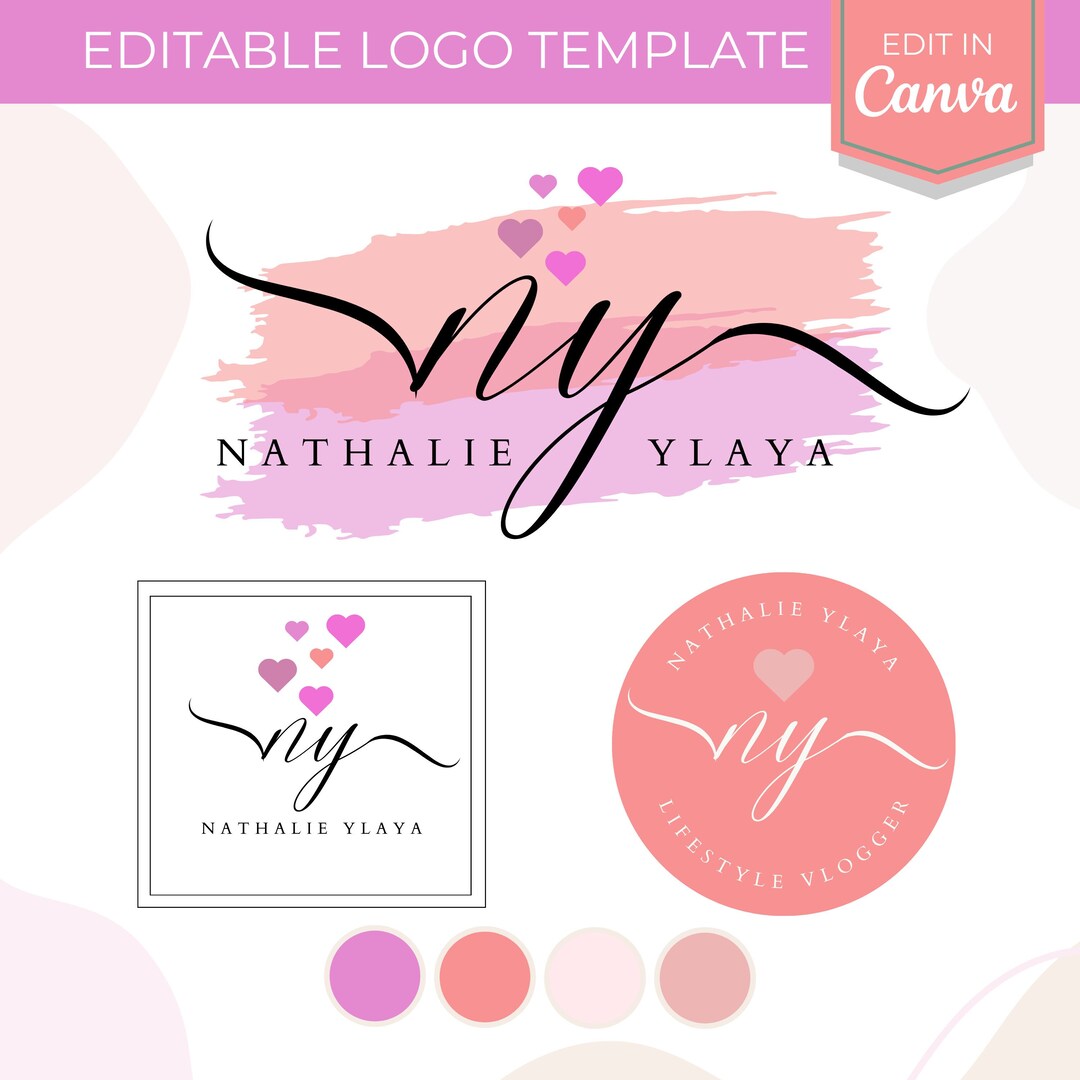 Logo Design Canva Template Name Logo Design Editable Feminine Logo for ...