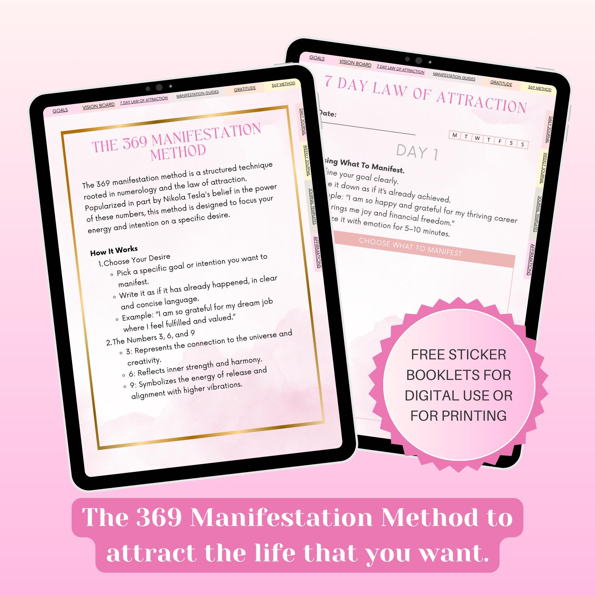 Digital Manifestation Journal: Law of Attraction Planner (PDF) - Etsy
