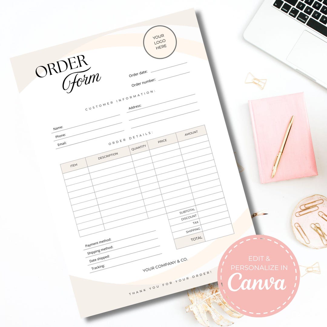 Order Form Editable in Canva| Etsy Shop Order Form | Small Business Forms | PDF Order Form ...