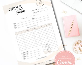 Editable Basic Order Form - Etsy UK