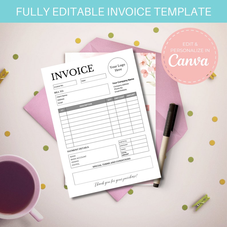 Invoice Template Editable| Minimalistic Business Invoice Template ...