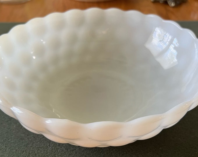 Vintage Milk Glass Anchor Hocking Bubble Pattern Serving Bowl - Etsy