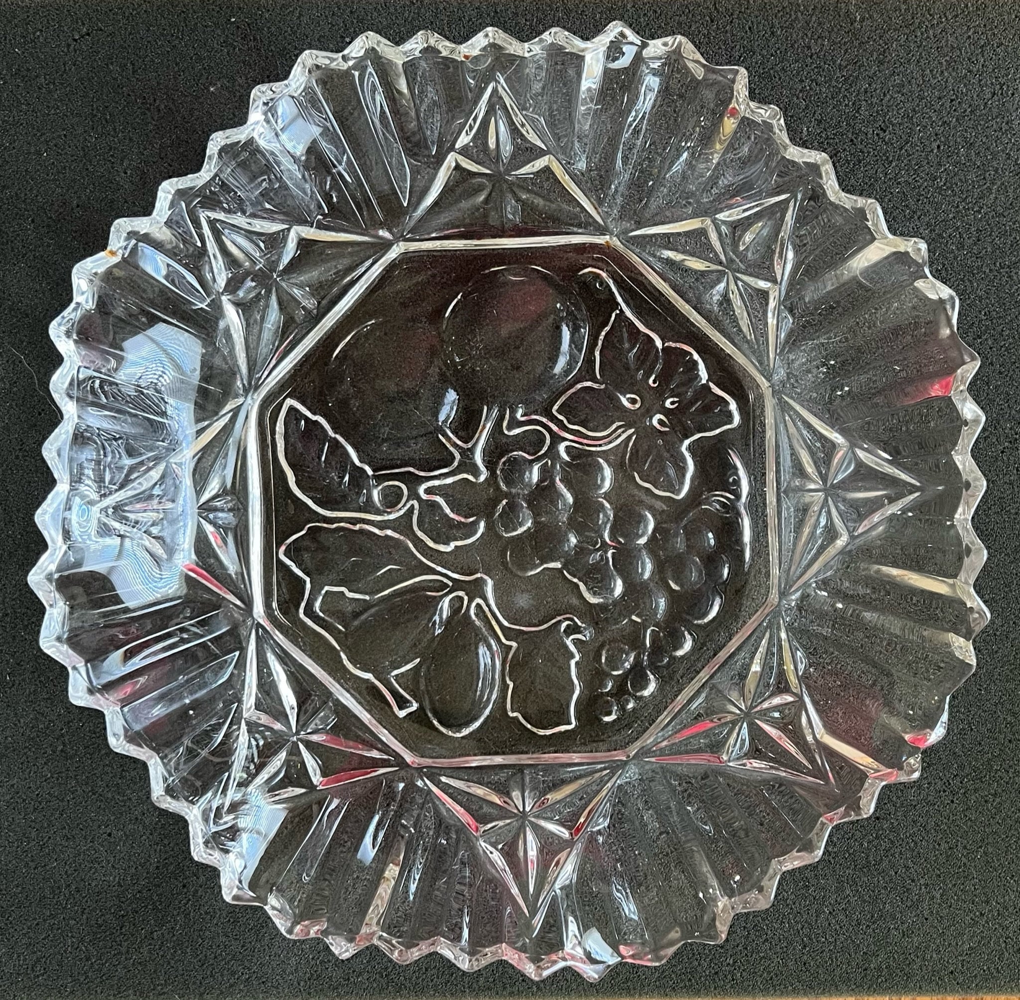 Vintage Federal Glass Pioneer Pattern With Fruit Design Wavy Serving ...