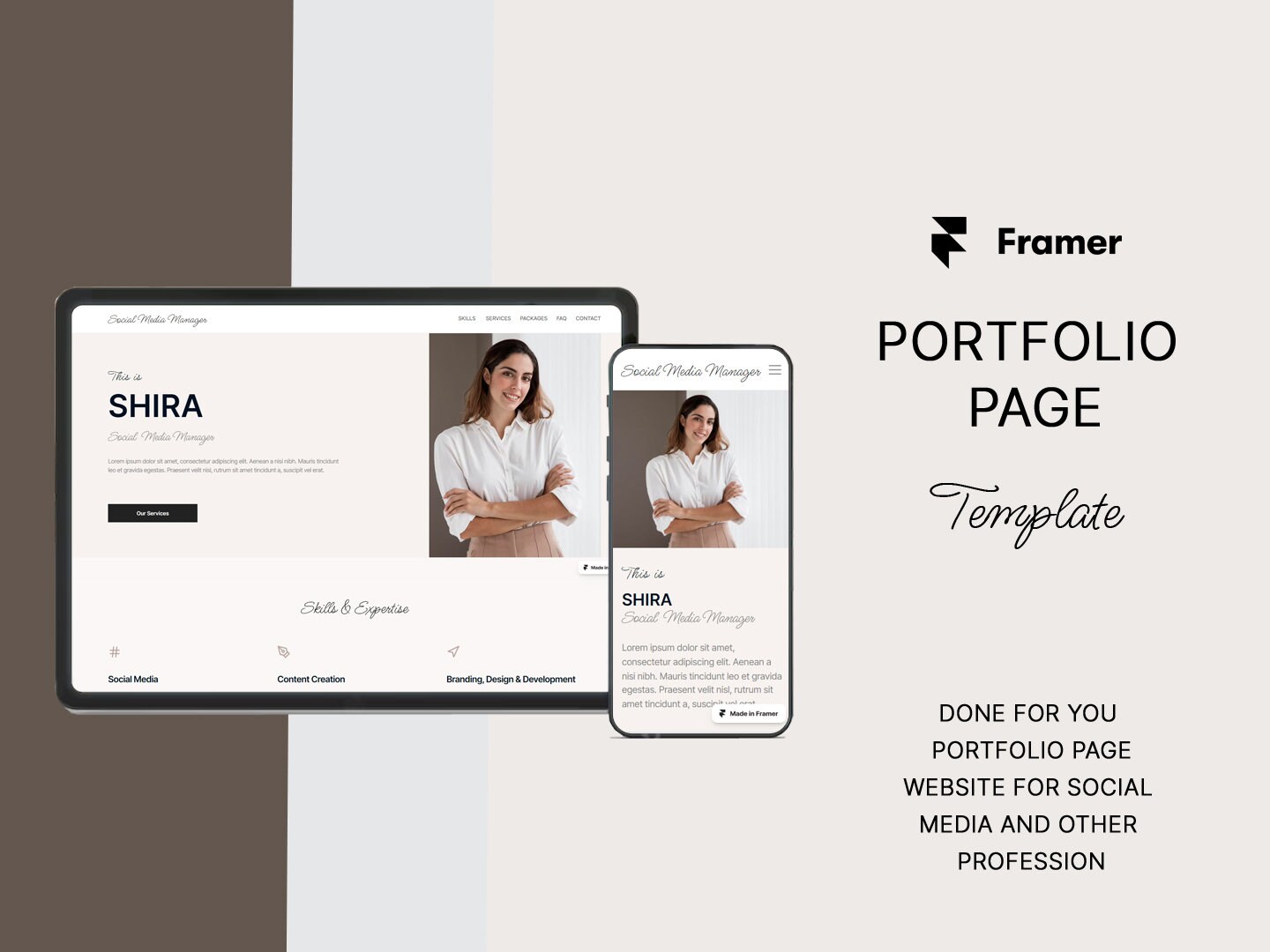 Framer Portfolio Page Template Social Media Portfolio Page - Etsy