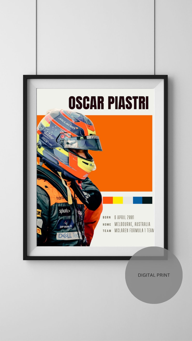 Oscar Piastri, Digital Print, Mclaren Poster, Formula 1 - Etsy