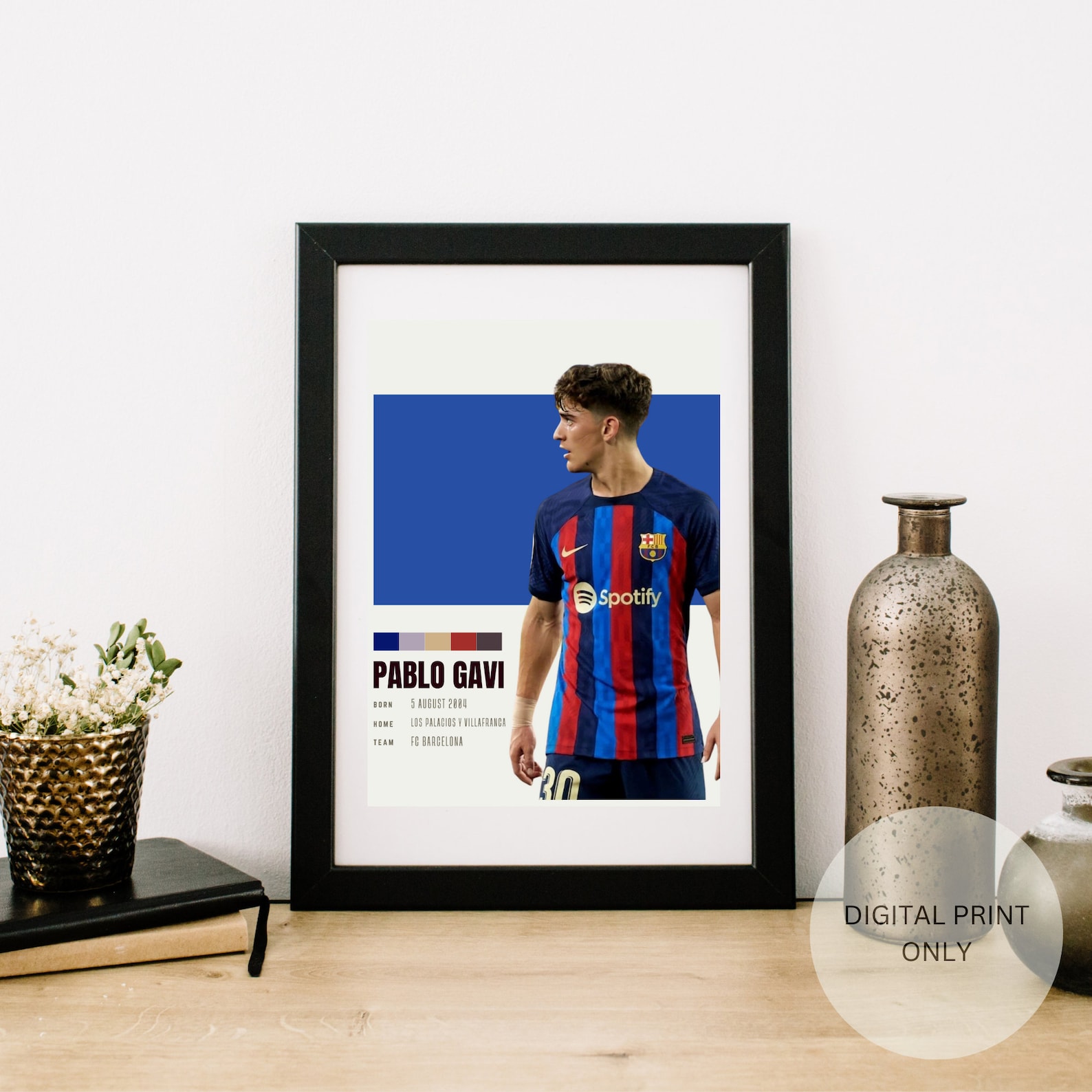Pablo Gavi, FC Barcelona, Soccer Poster, Digital Wall Art, Minimalist ...