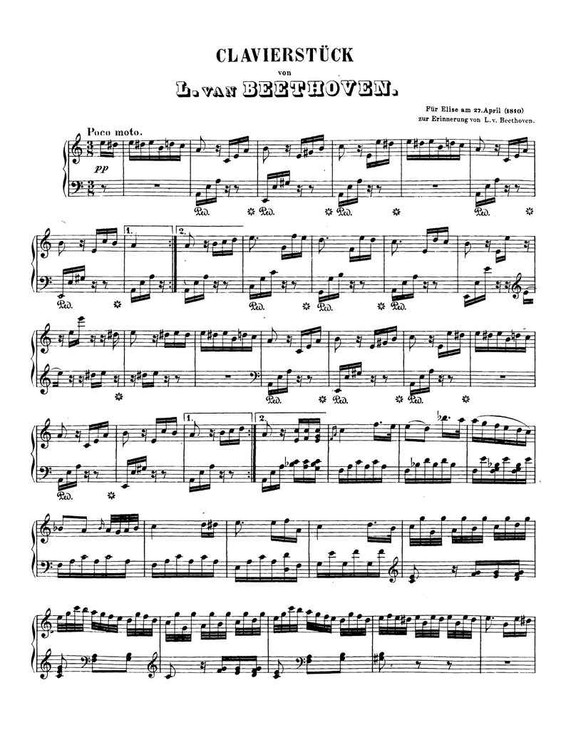 L. Van Beethoven: Fur Elise - Etsy