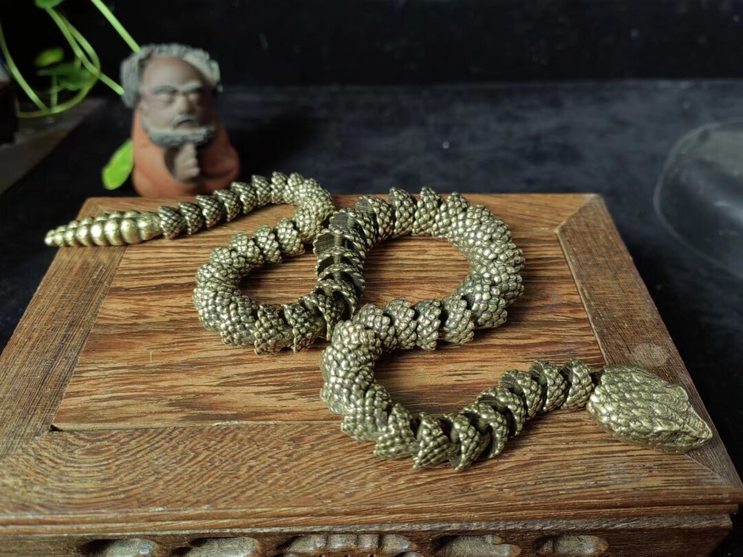 3D Effect Brass Snake Statue Cute Animal Chinese Zodiac Snake Sculpture ...