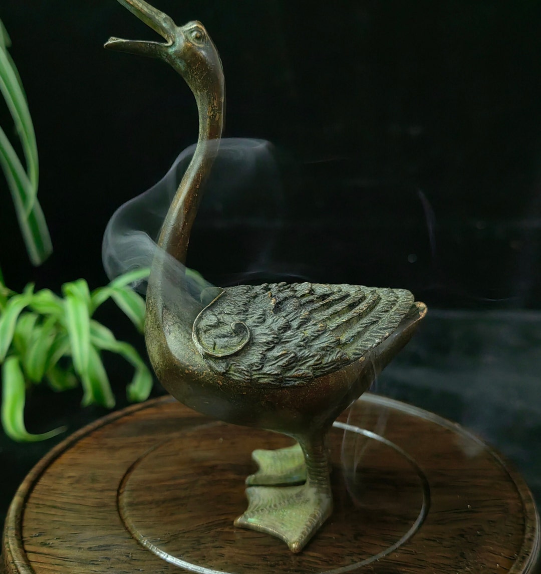 Fengshui Culture Bronze Leisure Geese Censer Incense Burner Unique ...