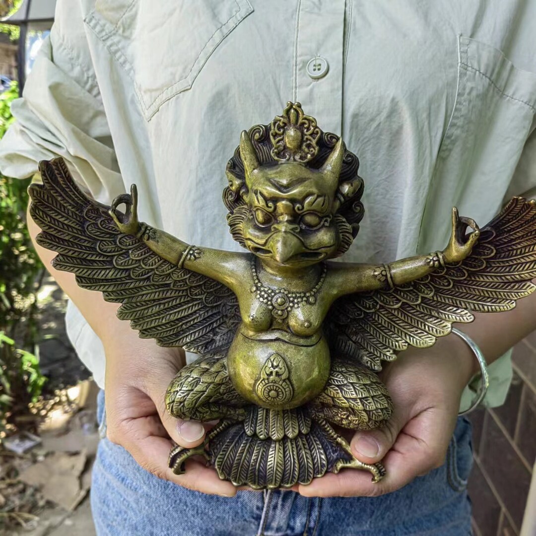 Tibet Buddhism Bronze Winged Garuda Bird God Decor Tibet Tantric Sect ...