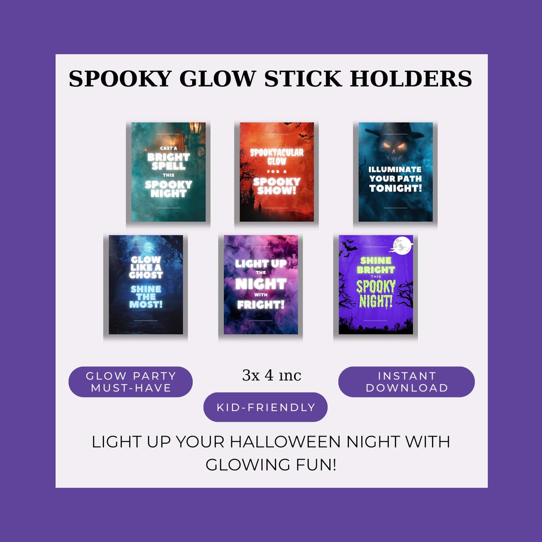 Halloween Glow Stick Holder Printables: Spooky Party Favors (PDF ...
