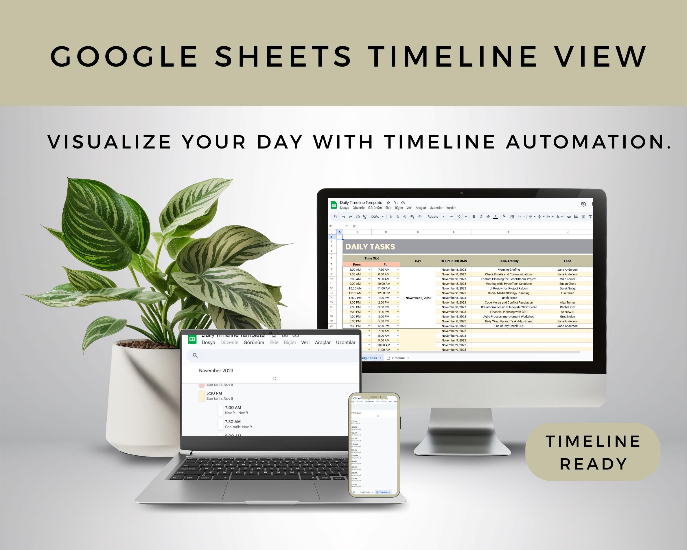 Daily Timeline Google Sheets Template: Time Blocking Task Organizer (digital Download) - Etsy