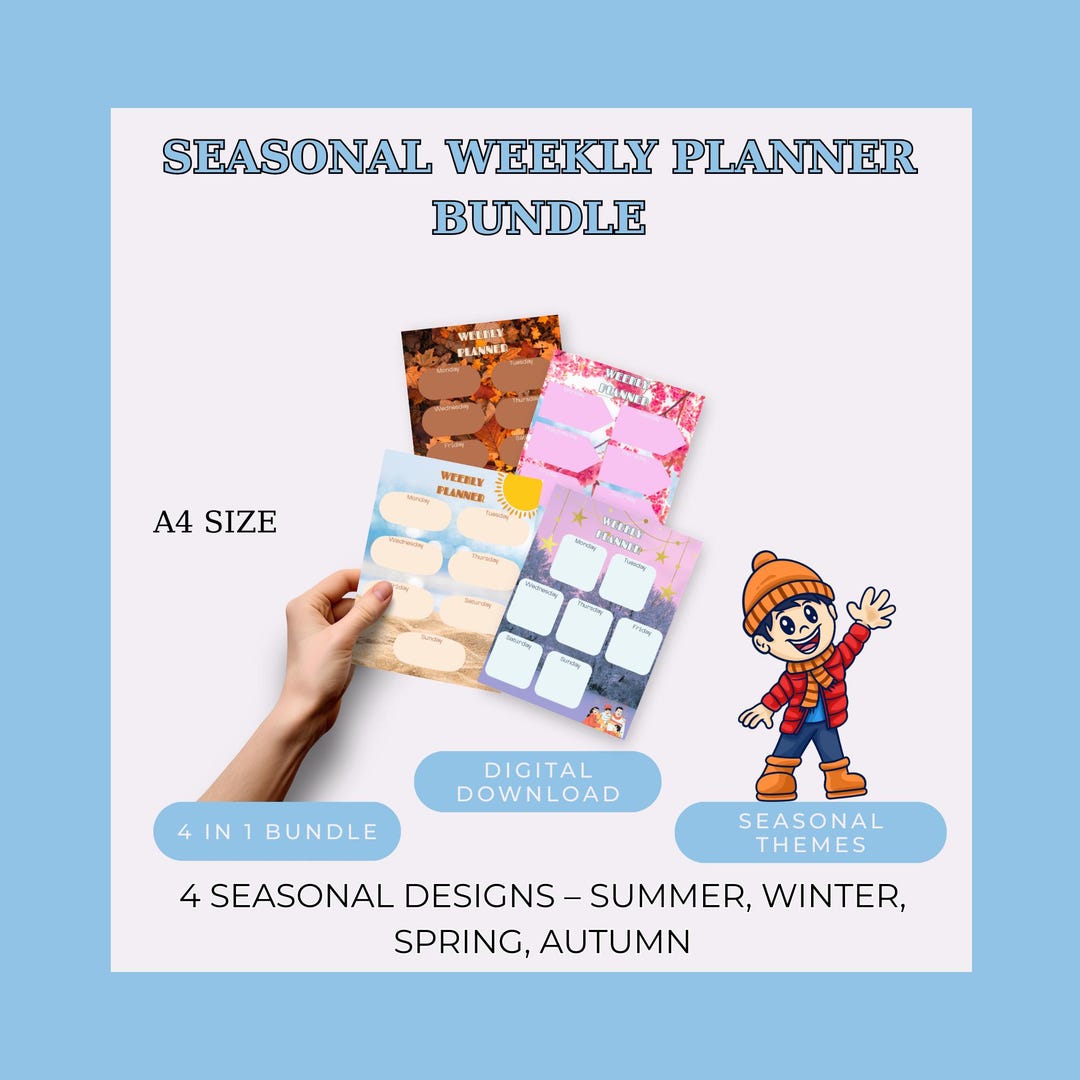 Seasonal Weekly Planner Bundle | 4 Printable Weekly Planners | Summer ...