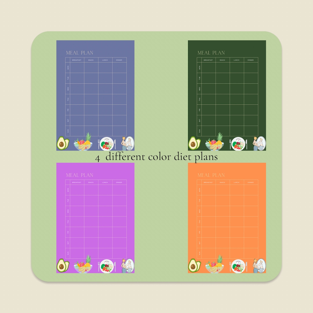 Printable Planner /diet Planner/editable Planner /4 Color Planner ...