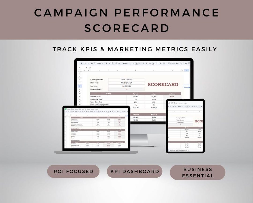 Marketing Scorecard Template | Digital Marketing KPI Tracker | Campaign ...