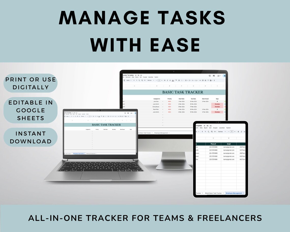 Task Tracker Google Sheets Template: Project Management, To-do List - Etsy