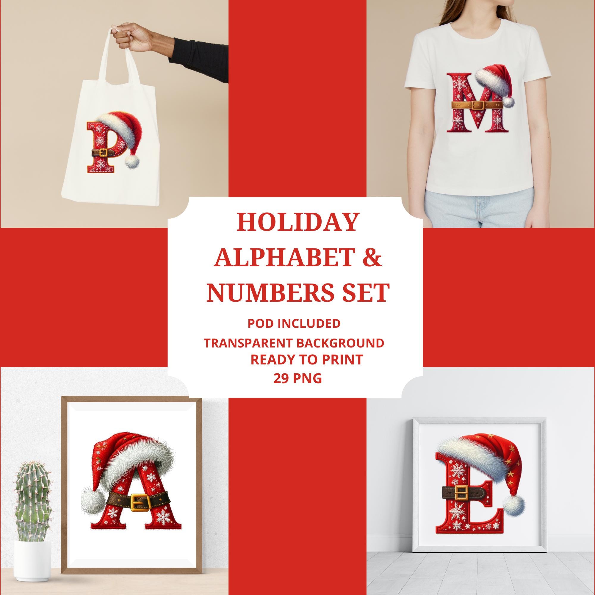 Christmas Alphabet Clipart |36 PNG | Transparent Background | POD ...