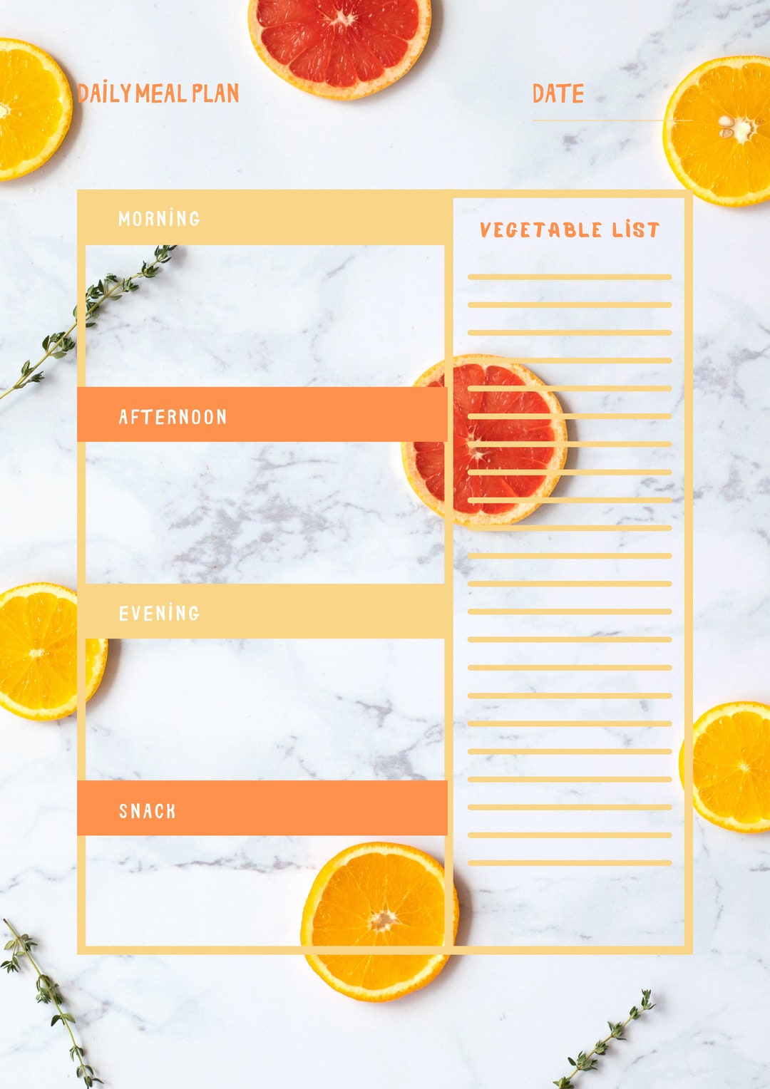 Digital Planner /digital Food List/food List /pdf Format/ A4 Size ...
