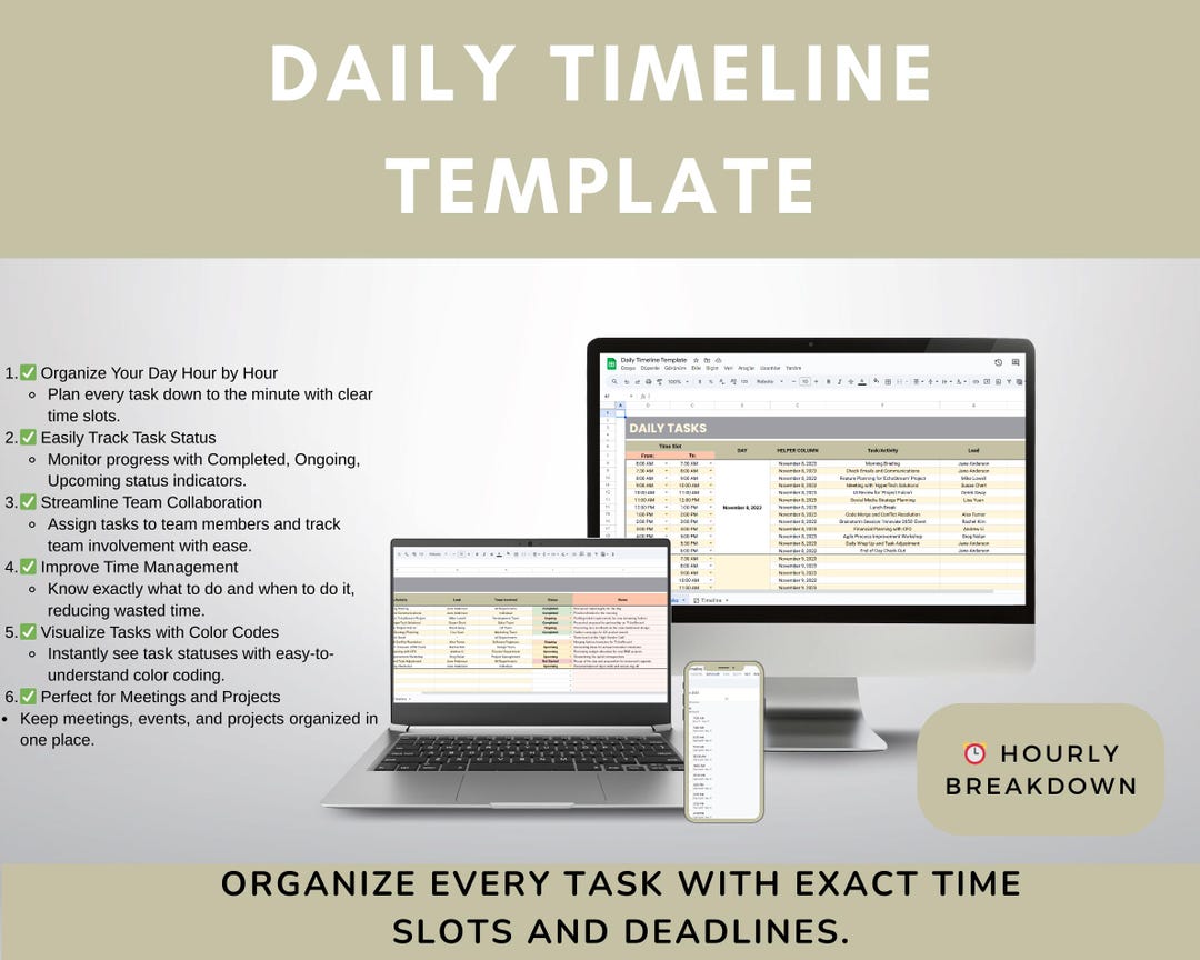 Daily Timeline Google Sheets Template: Time Blocking Task Organizer (digital Download) - Etsy