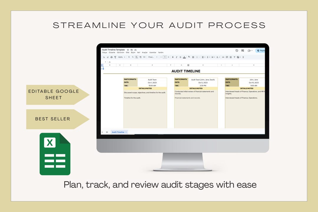 Audit Timeline Template: Editable Workflow Planner for Google Sheets - Etsy