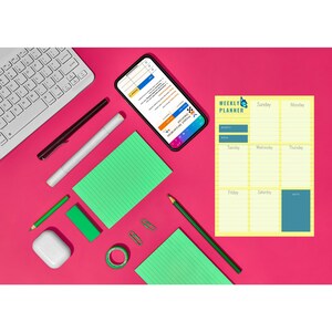 Printable Weekly Planner: Yellow & Blue, Editable Template (PDF) - Etsy