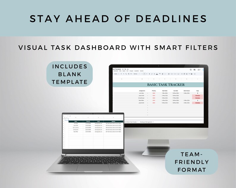 Task Tracker Google Sheets Template: Project Management, To-do List - Etsy