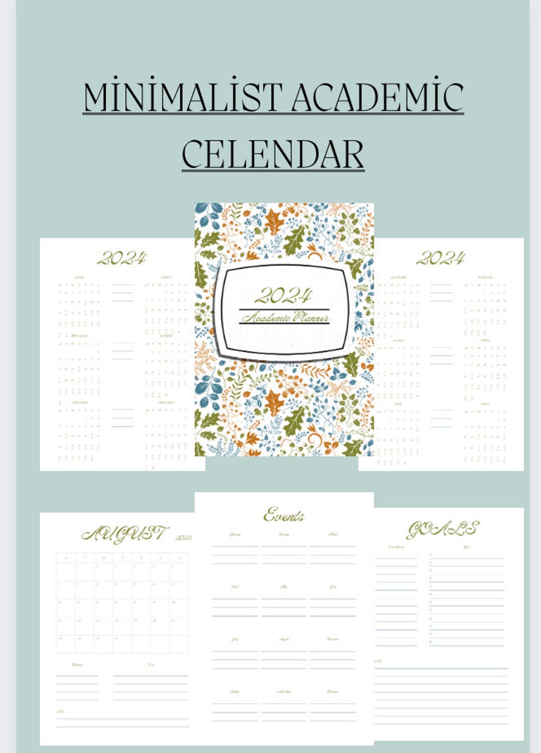 Printable Academic Calendar /instant Download/minimalist Academic ...
