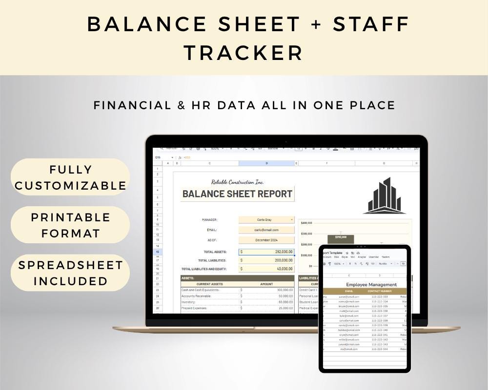 Balance Sheet - Employee Tracker Google Sheets | Small Business ...