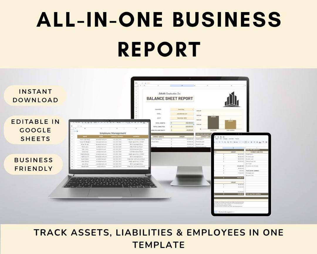 Balance Sheet - Employee Tracker Google Sheets | Small Business ...