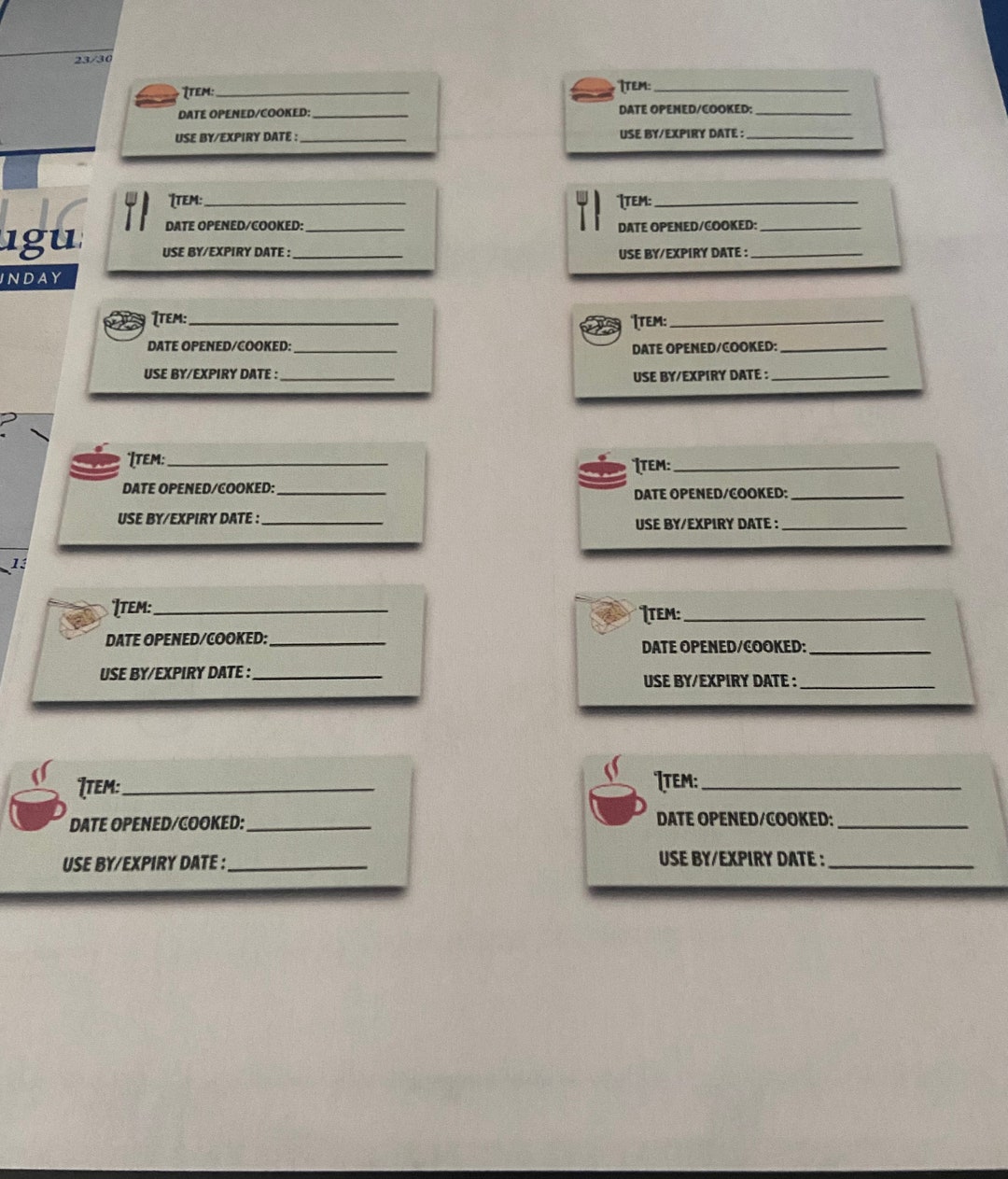 Digital Printable Food Expiry Tracker Labels and Tracker List With ...