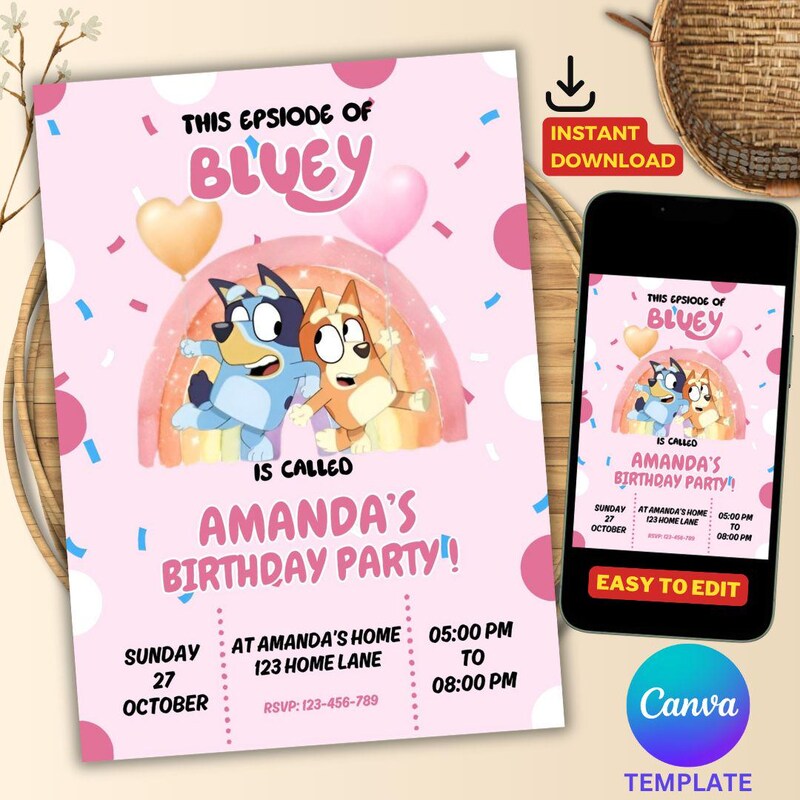 Bluey Invitation - Etsy