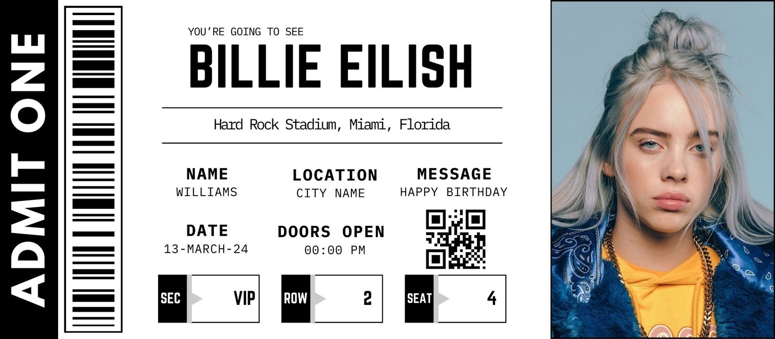 Editable Concert Ticket Template, DIY Event Ticket, Surprise Gift ...