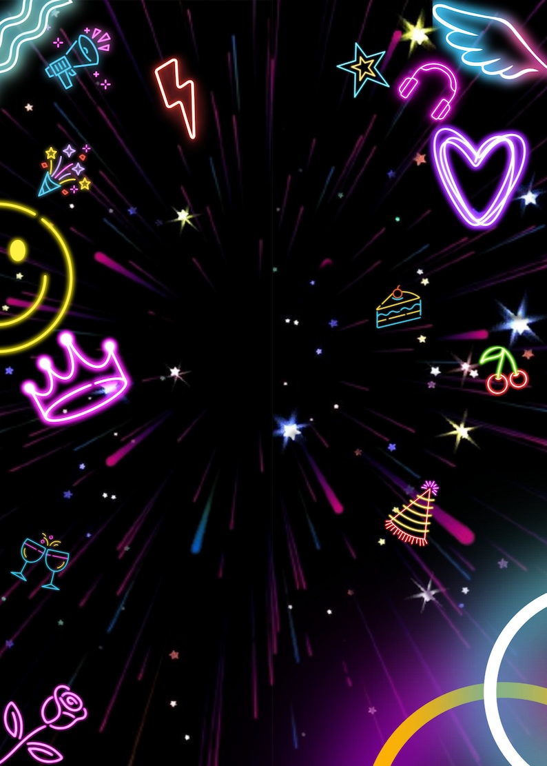Editable Glow Party Birthday Invitation, Neon Light Birthday Invite ...