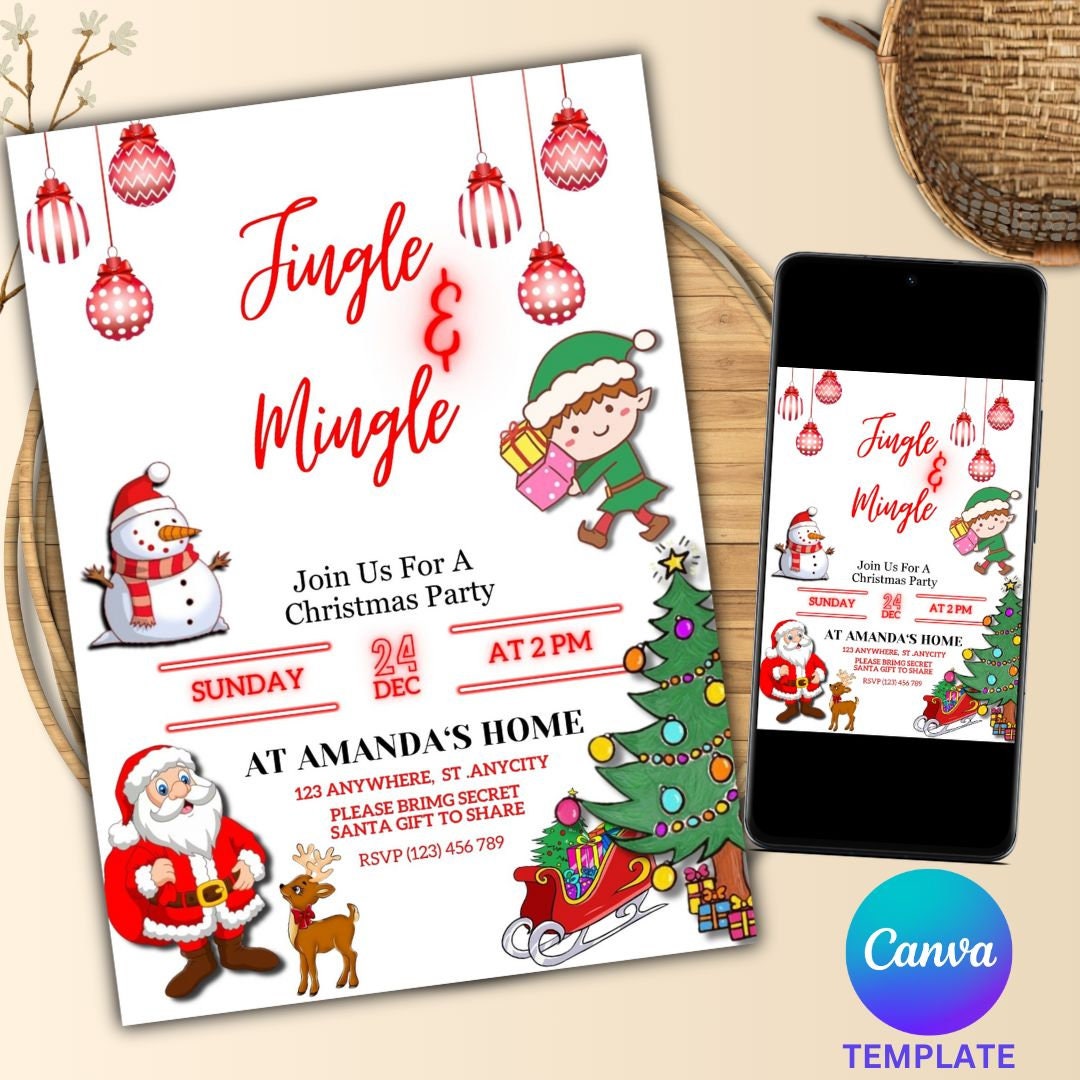 Christmas Party Invitation | Kids Christmas Party Invitation | Editable ...