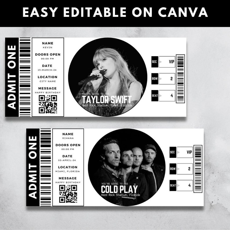 Editable Concert Ticket Template, DIY Event Ticket, Custom Concert ...