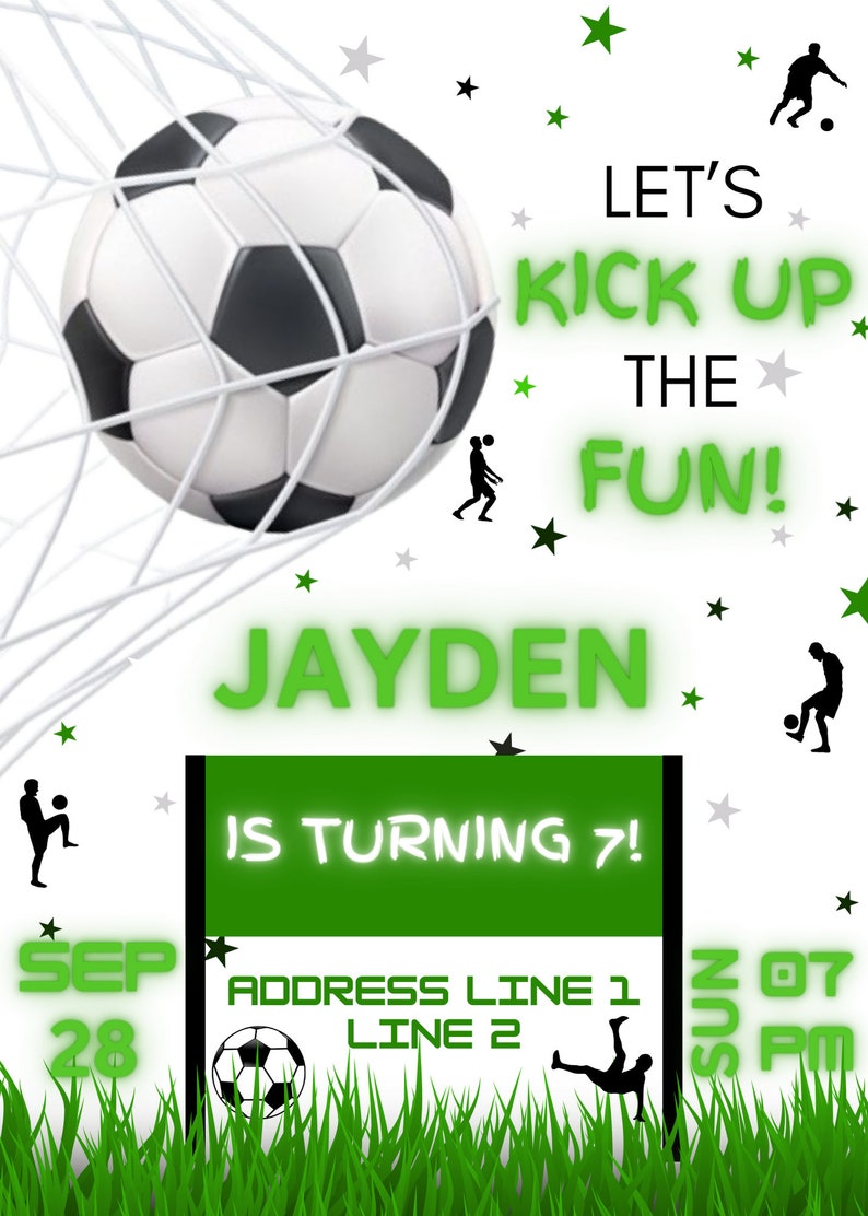 Editable Soccer Birthday Invitation Template Printable Soccer ...