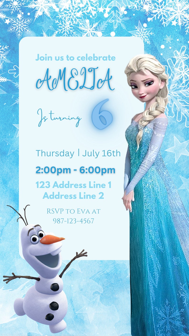 Elsa Birthday Invitation Card Frozen Invitation Elsa Frozen - Etsy Canada