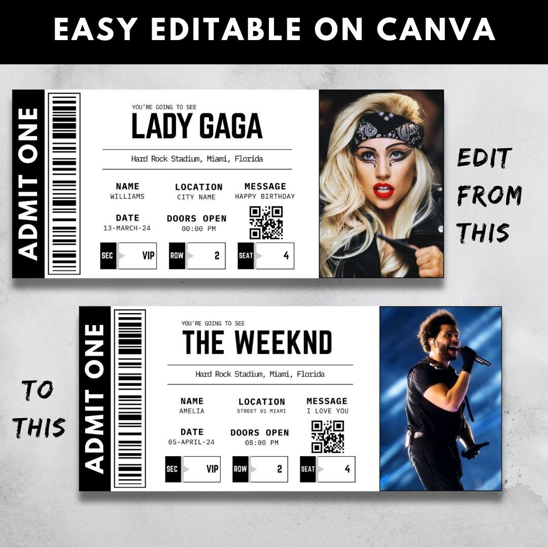 Editable Concert Ticket Template DIY Event Ticket Surprise - Etsy UK
