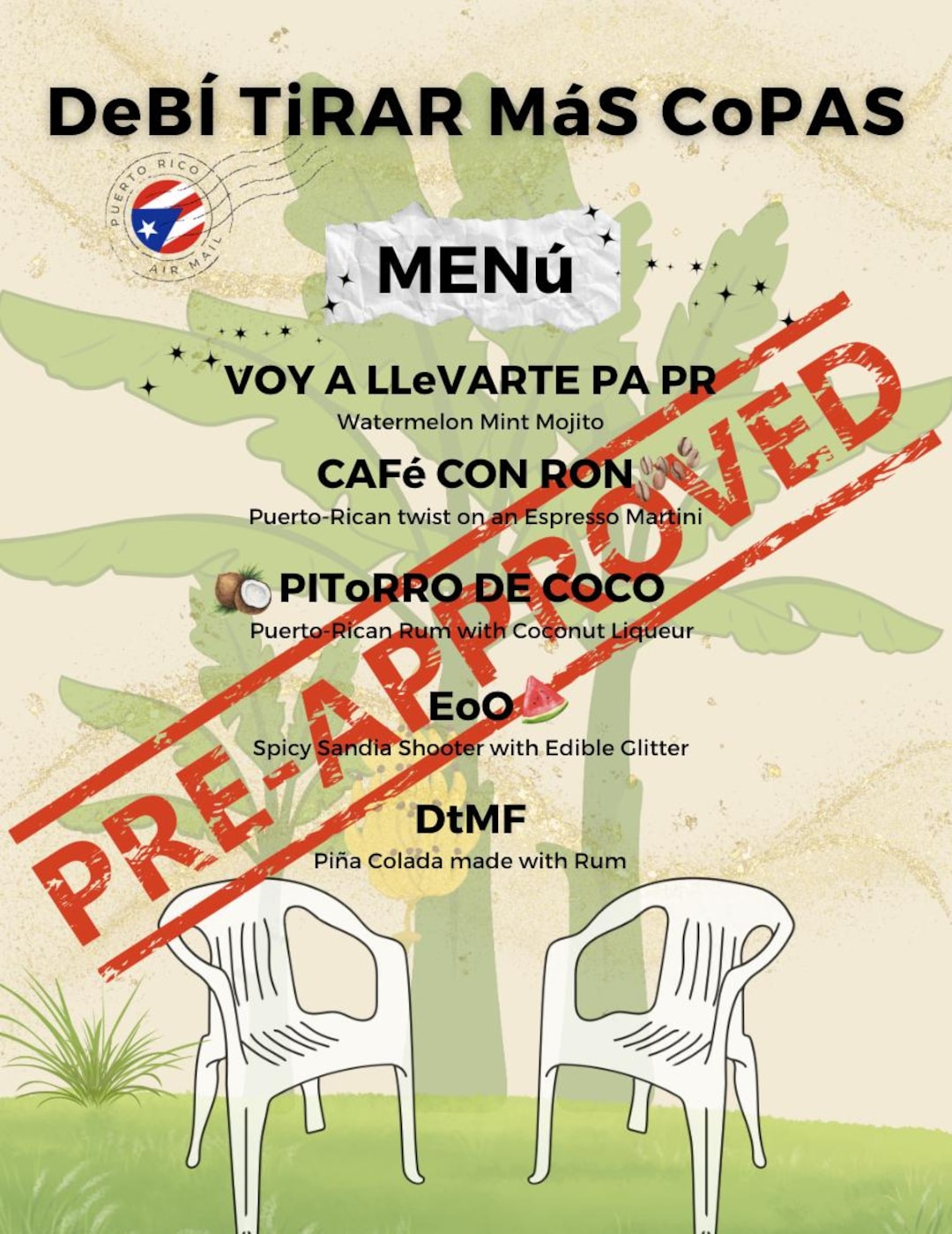 Bad Bunny Dtmf-inspired Cocktail Menu - Etsy
