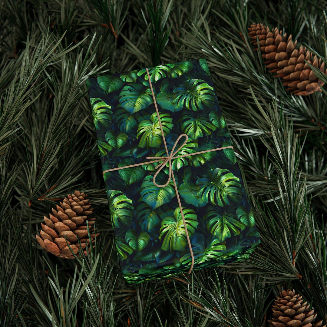 Tropical Monstera Leaf Wrapping Paper — Lush Green Botanical Gift Wrap ...