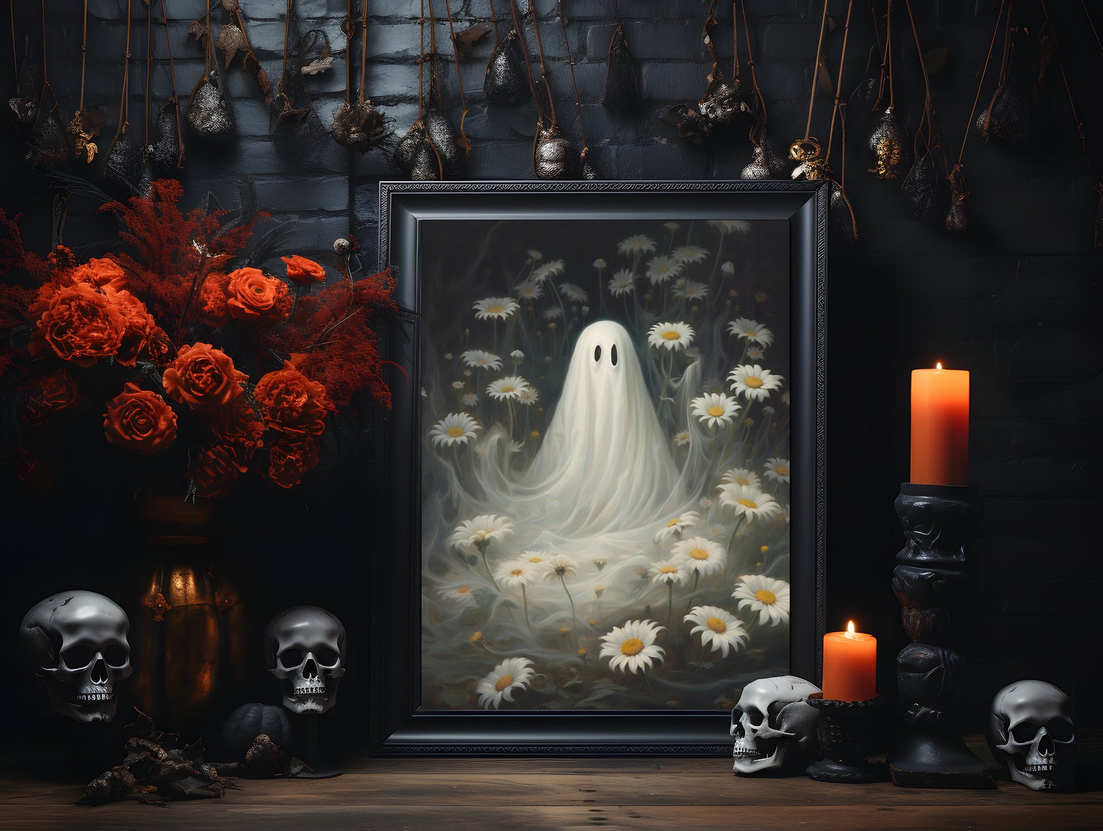 Eerie Halloween Ghost Oil Paint Poster Print Framed Spooky - Etsy